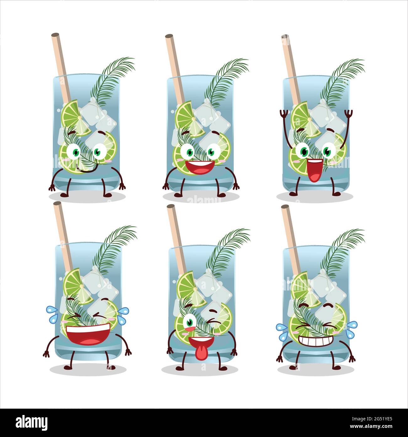 Cartoon character of gin tonic with smile expression. Vector ...