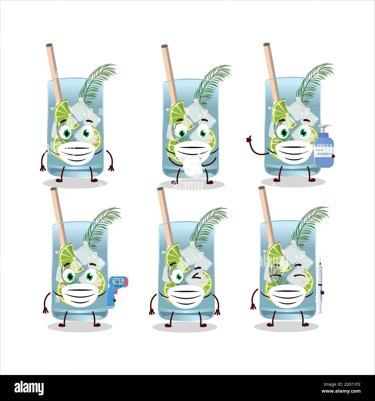 A picture of gin tonic cartoon design style keep staying healthy during ...