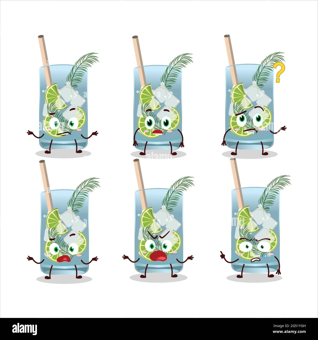 Cartoon character of gin tonic with what expression. Vector ...