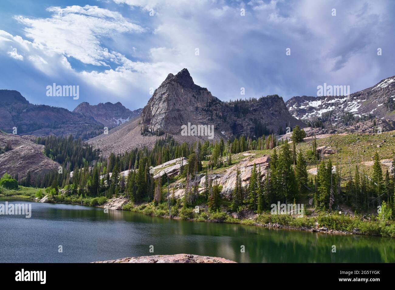 Rocky Mountains Sundial Peak at Lake Blanche hiking trail vista views ...