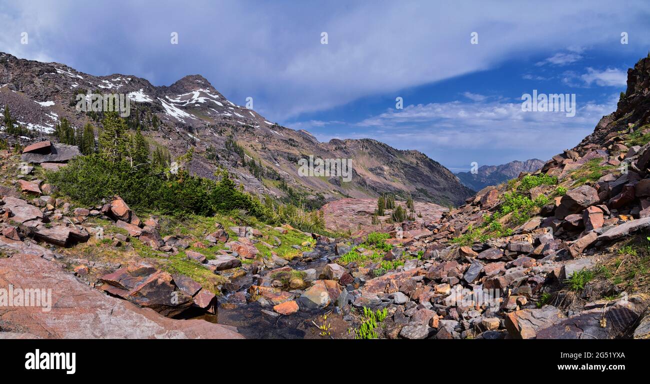 Rocky Mountains Sundial Peak at Lake Blanche hiking trail vista views ...