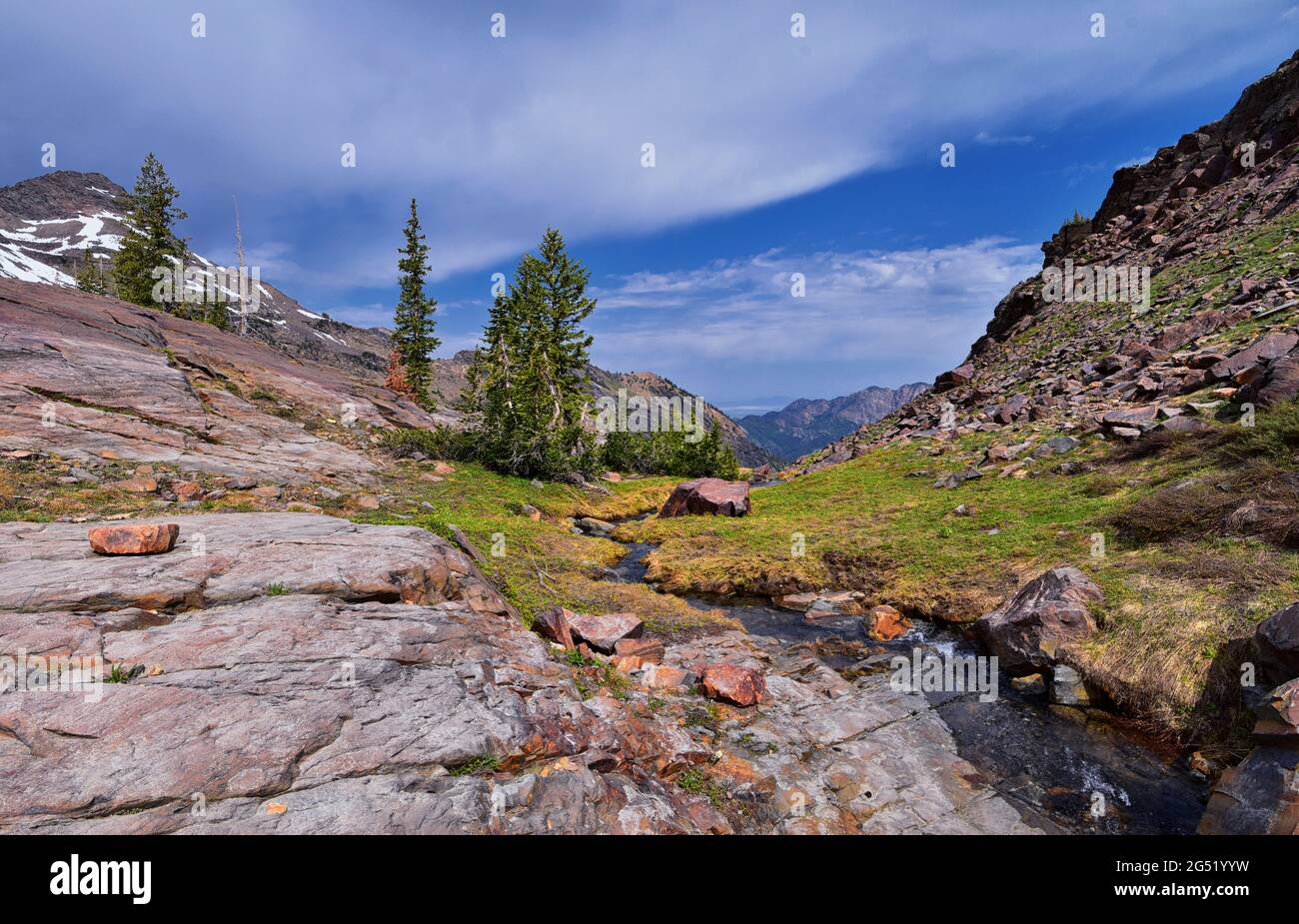 Rocky Mountains Sundial Peak at Lake Blanche hiking trail vista views ...