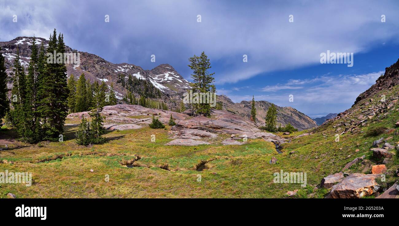 Rocky Mountains Sundial Peak at Lake Blanche hiking trail vista views ...