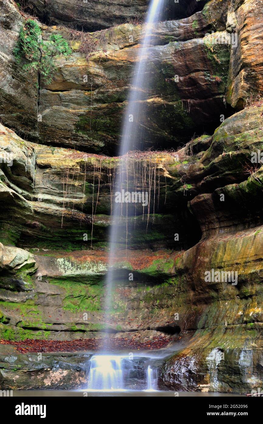 Oglesby, Illinois, USA. Wildcat Canyon Falls at Starved Rock State Park ...