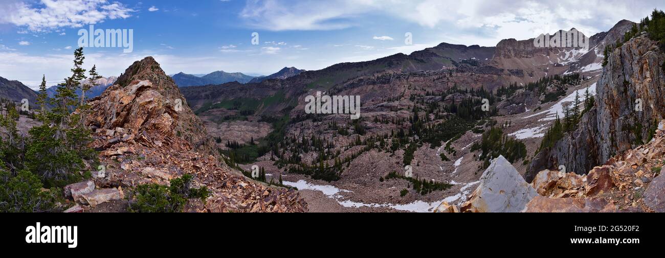 Rocky Mountains Sundial Peak at Lake Blanche hiking trail vista views ...