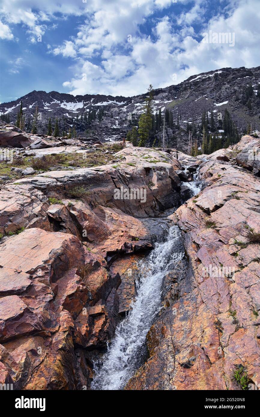 Rocky Mountains Sundial Peak at Lake Blanche hiking trail vista views ...
