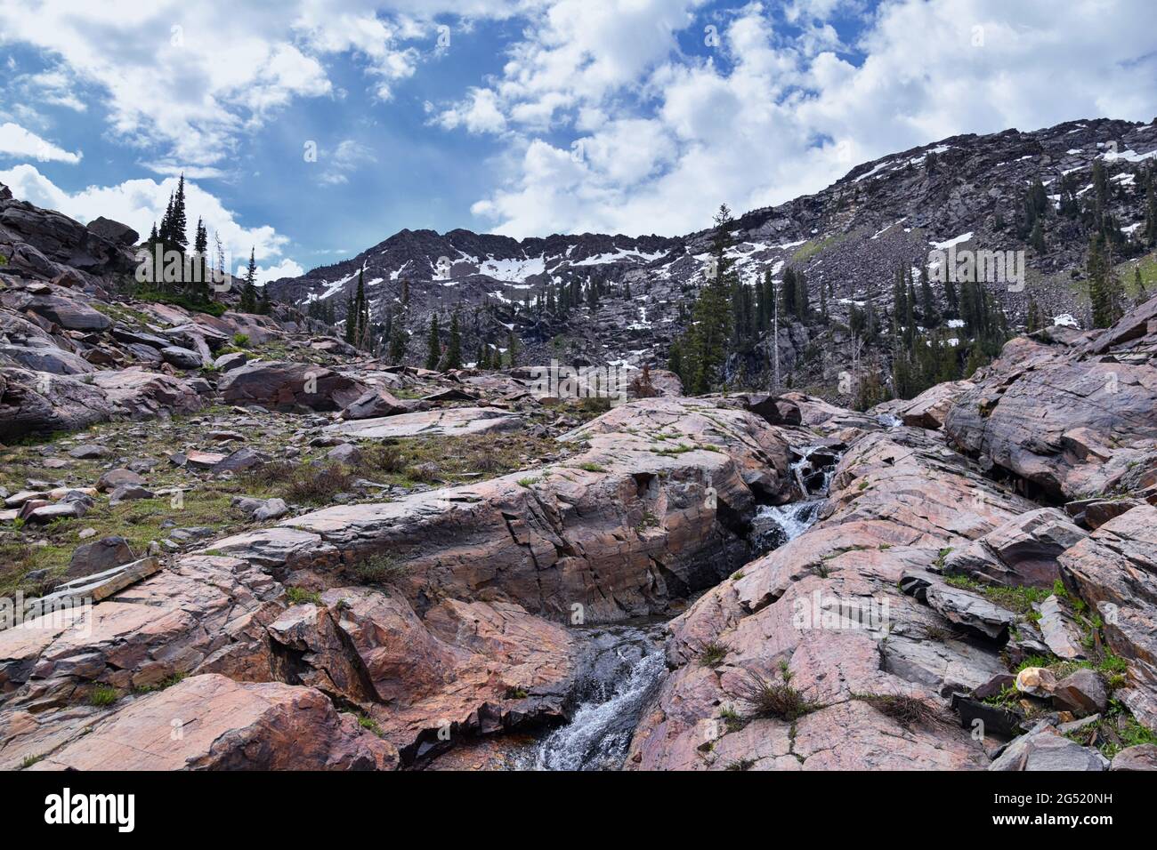 Rocky Mountains Sundial Peak at Lake Blanche hiking trail vista views ...