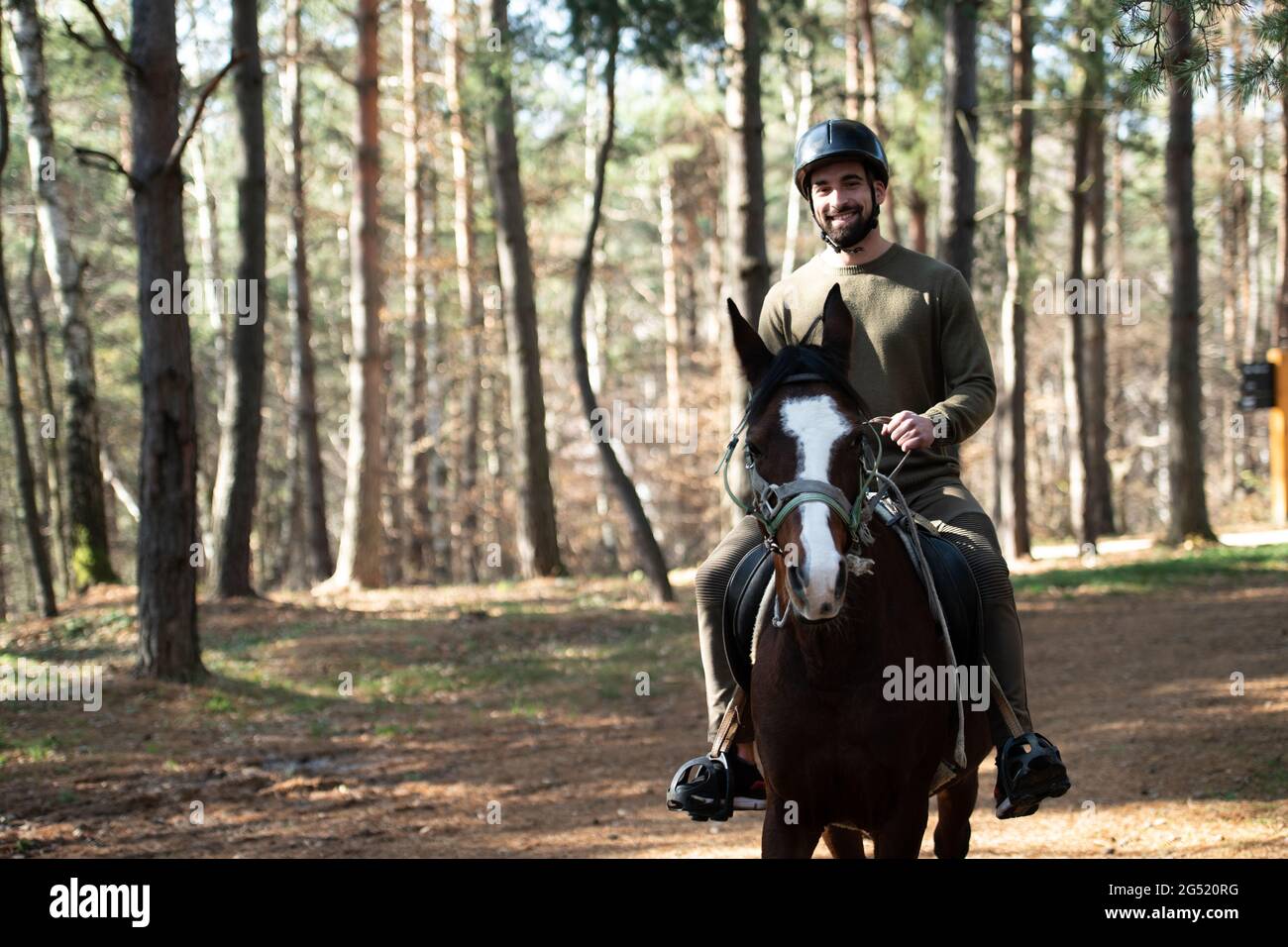 Young Man Rider With Her Horse Enjoying Good Mood in Evening Sunset ...
