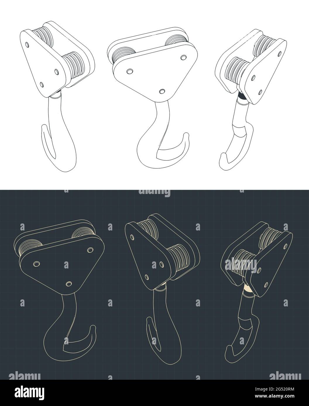 Stylized vector illustration of drawings of a crane hook Stock Vector ...