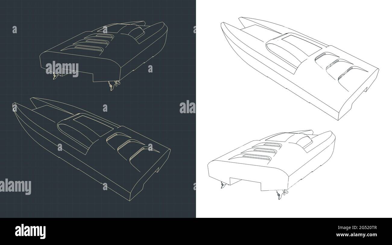 Stylized vector illustration of drawings of speed boat Stock Vector ...