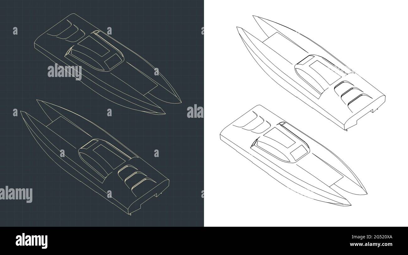 Stylized vector illustration of isometric drawings of speed boat Stock ...