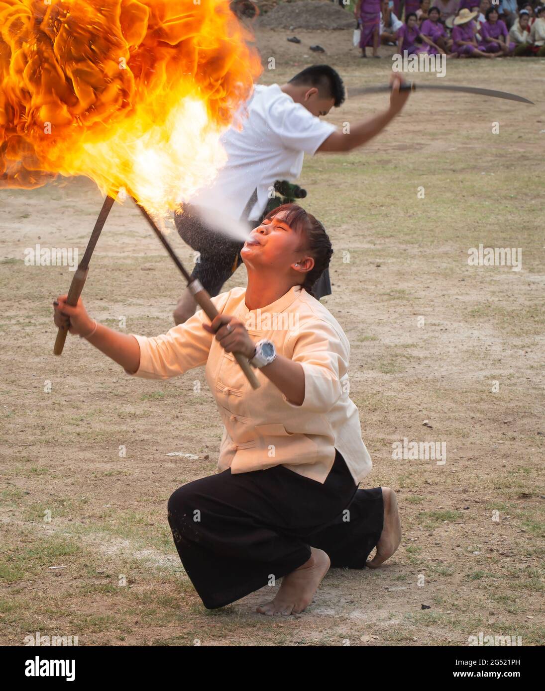 Woman breathing fire hi-res stock photography and images - Alamy