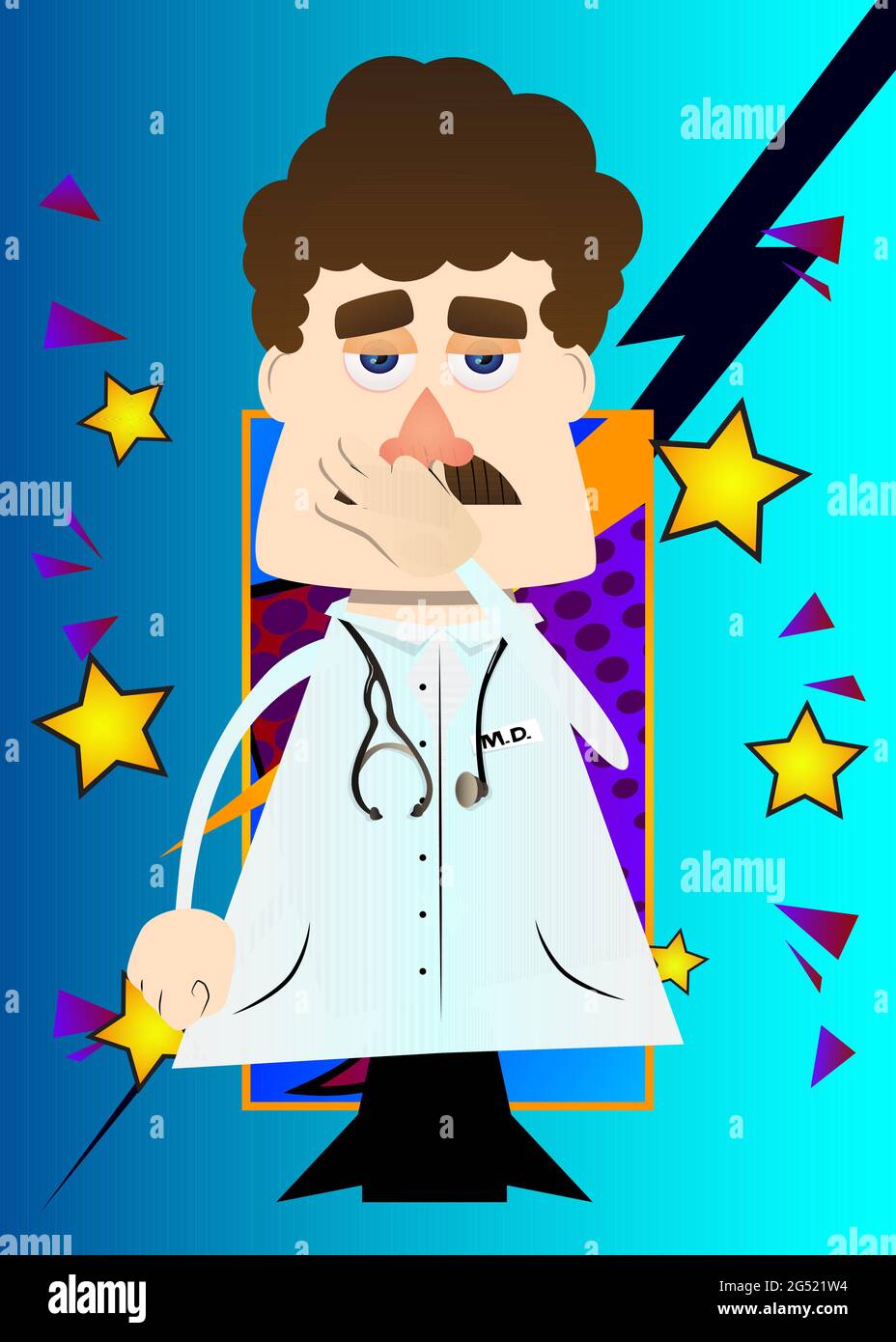 Funny cartoon doctor holding his nose because of a bad smell. Vector ...