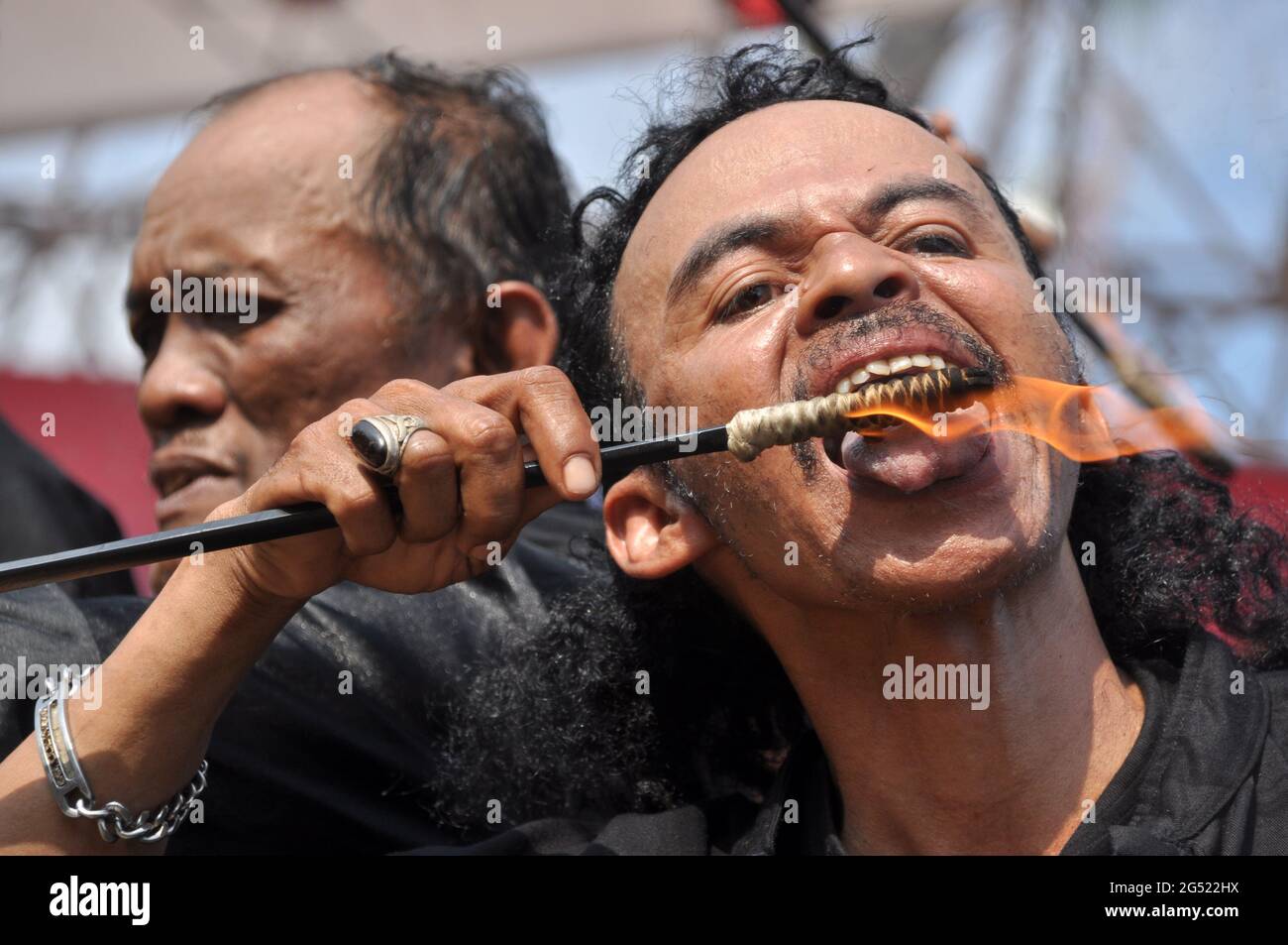 Banten, Indonesia - August 8, 2014 : The participants are doing a debus ...
