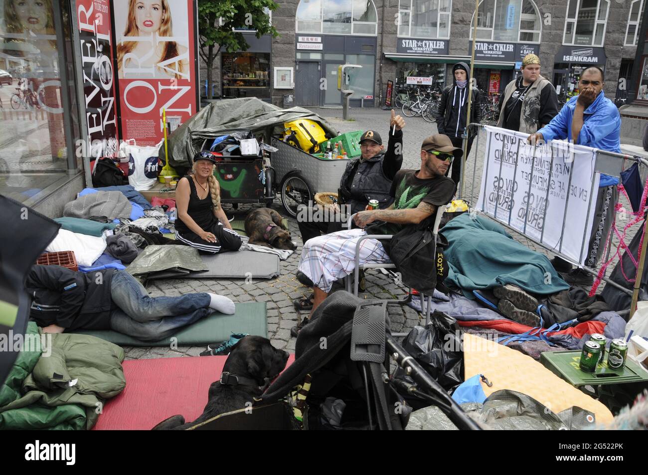Copenhagen /Denmark - 05 June 2017.Homeless danes make home open rainy ...