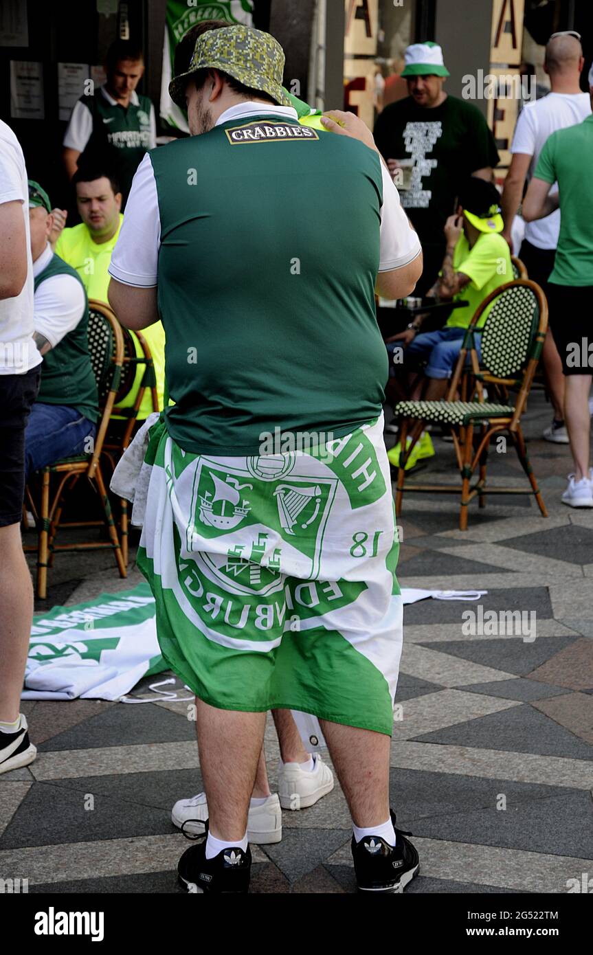 Copenhagen Denmark 21 July 2016- Hibernian Ednin burgh fans enjoying ...