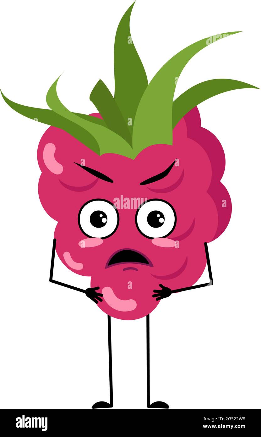 Cute raspberry character with angry emotions Stock Vector Image & Art ...