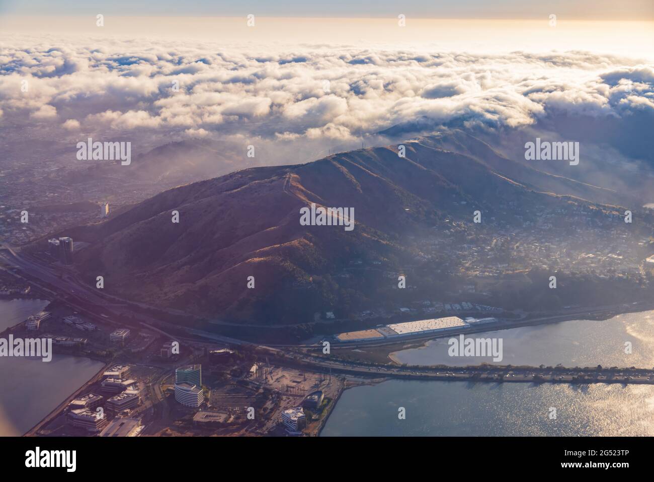 Aerial view of the San Bruno Mountain State and County Park at ...