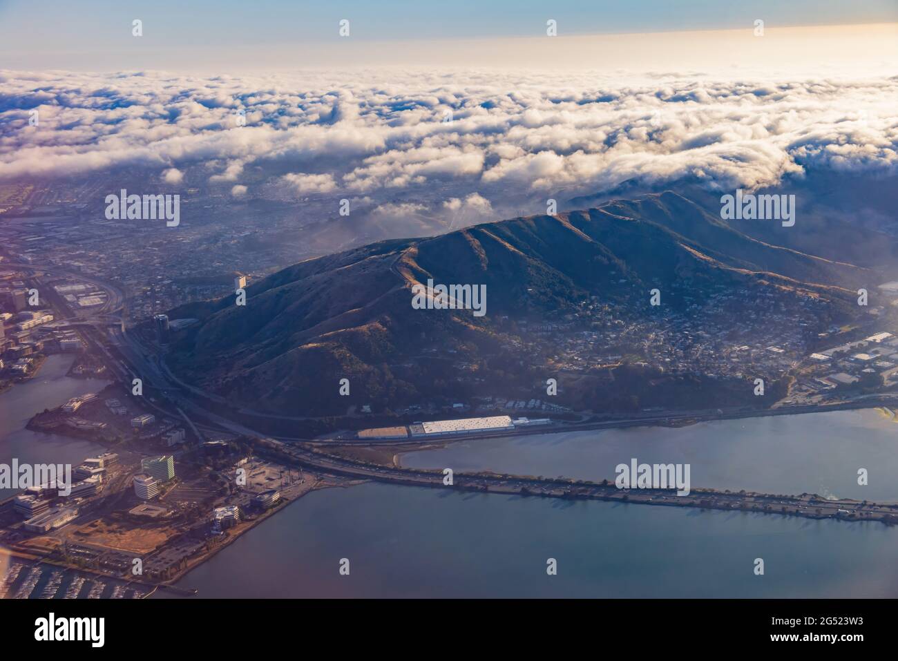 Aerial view of the San Bruno Mountain State and County Park at ...