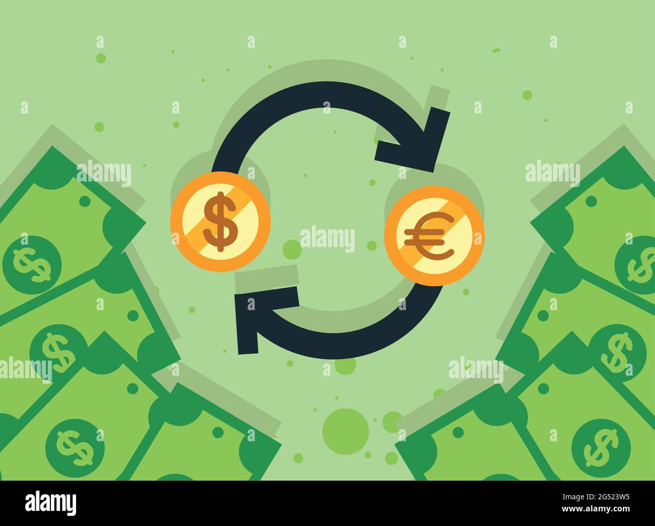 Coins with arrows and bills of money design Stock Vector Image & Art ...