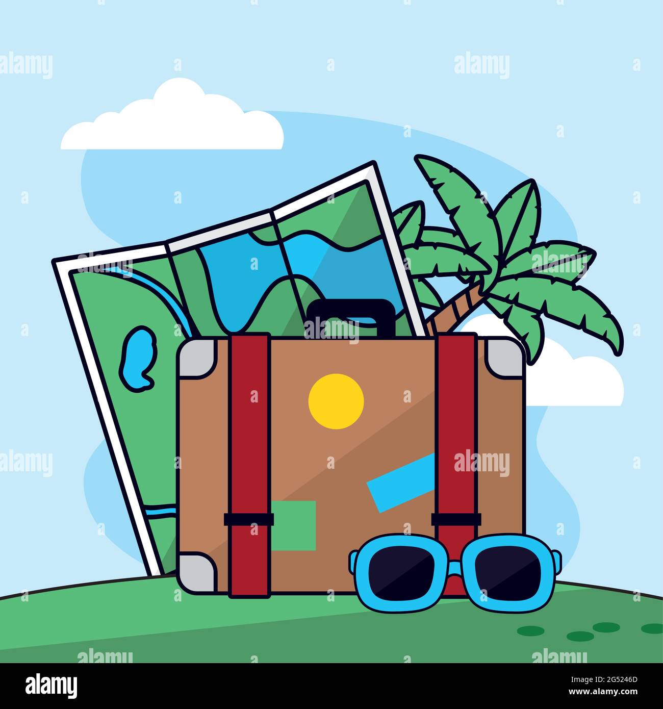 travel bag with trip map and glasses Stock Vector Image & Art - Alamy