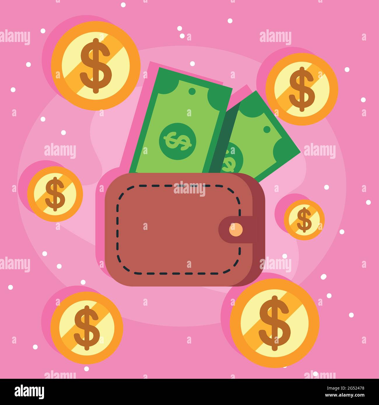 Bills inside wallet and coins of money design Stock Vector Image & Art ...