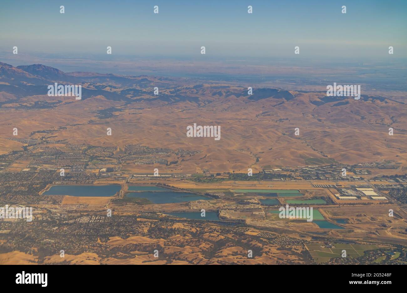 Aerial view of the Shadow Cliffs Regional Recreation Area at California ...