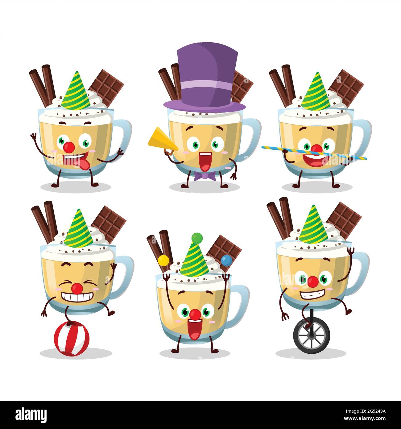 Cartoon character of eggnog with various circus shows. Vector ...