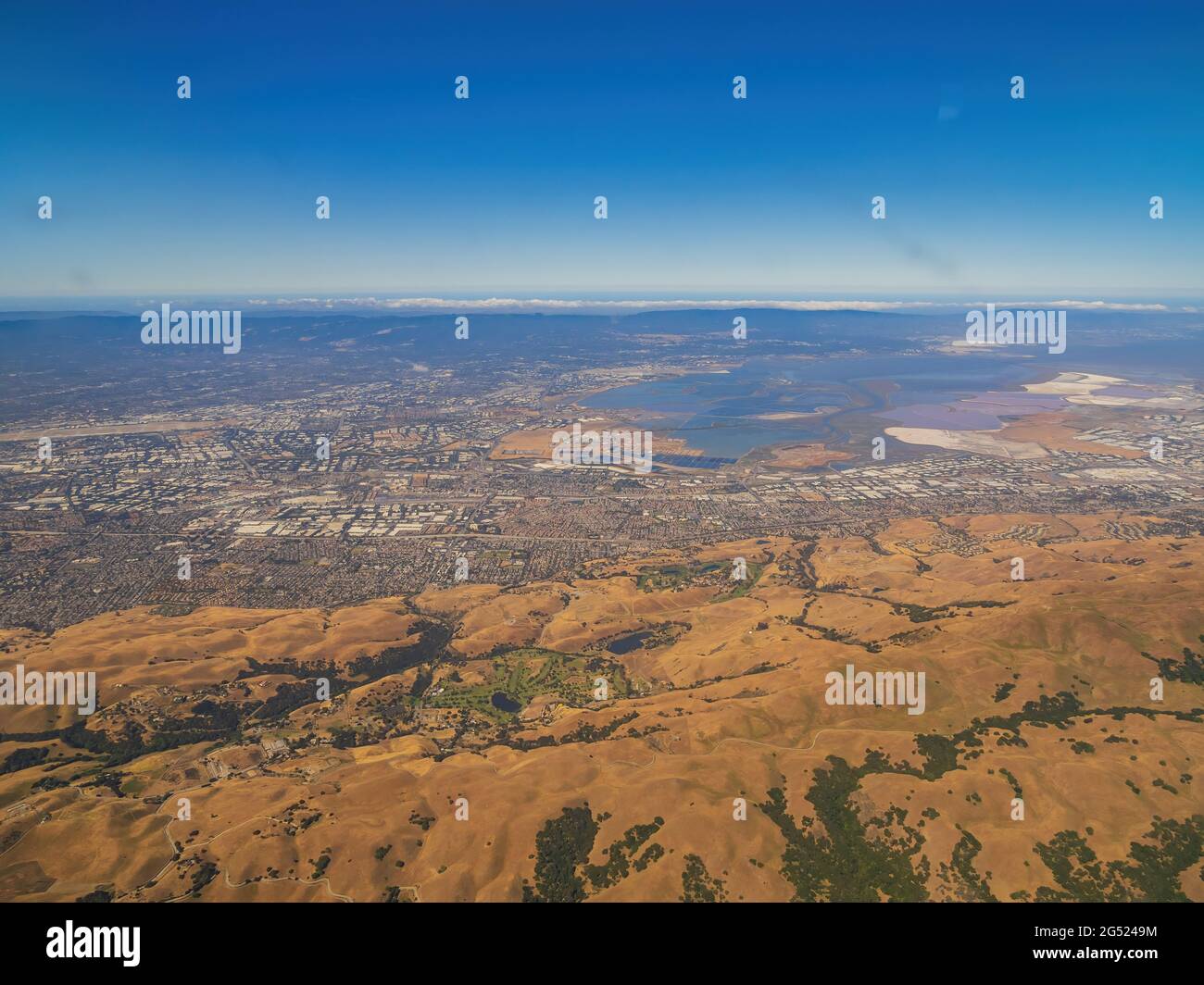 Aerial view of the San Jose area and Ed R. Levin County Park at ...
