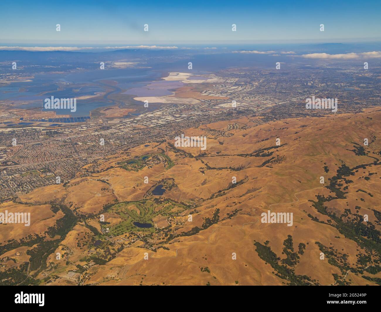 Aerial view of the San Jose area and Ed R. Levin County Park at ...