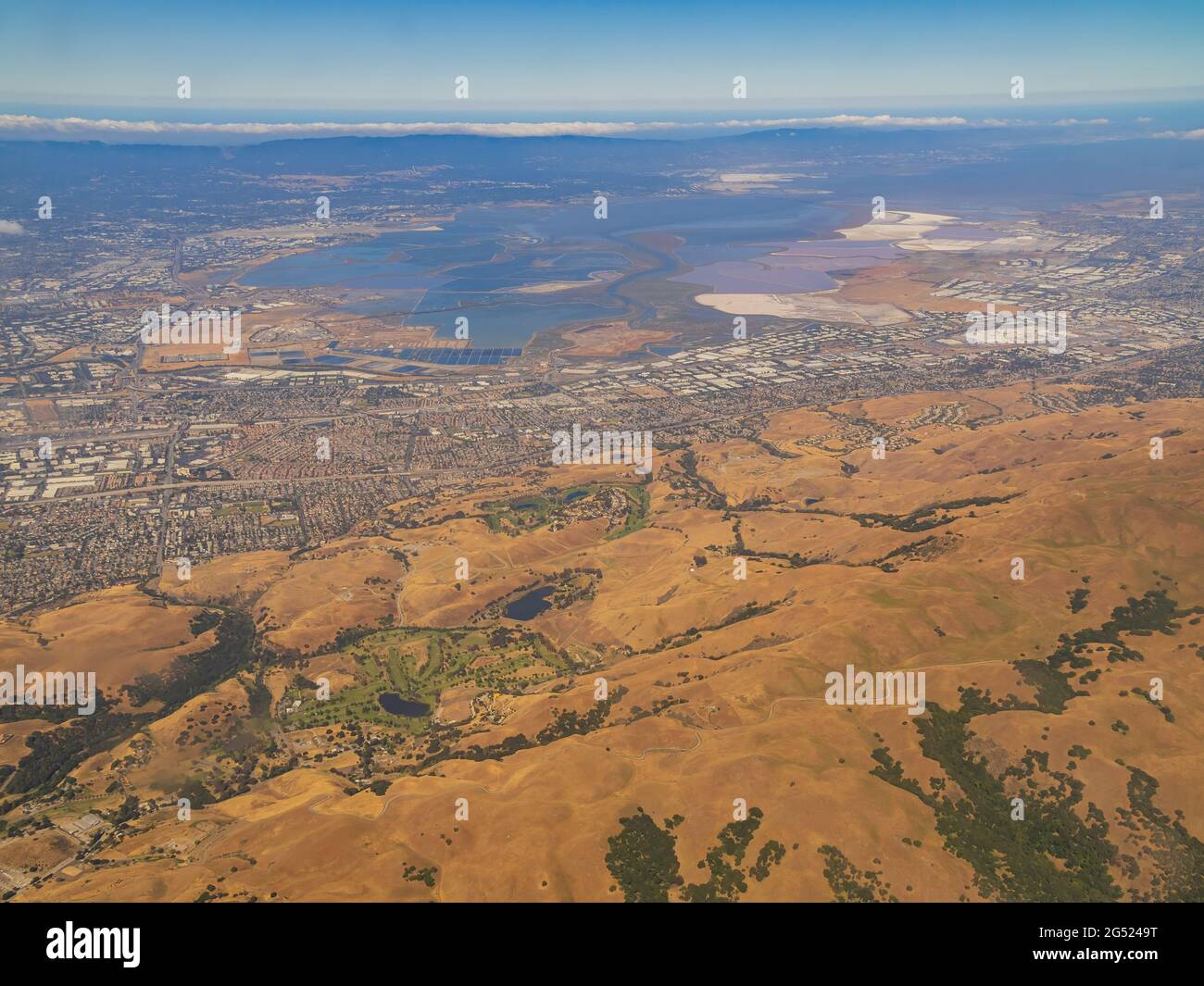 Aerial view of the San Jose area and Ed R. Levin County Park at ...