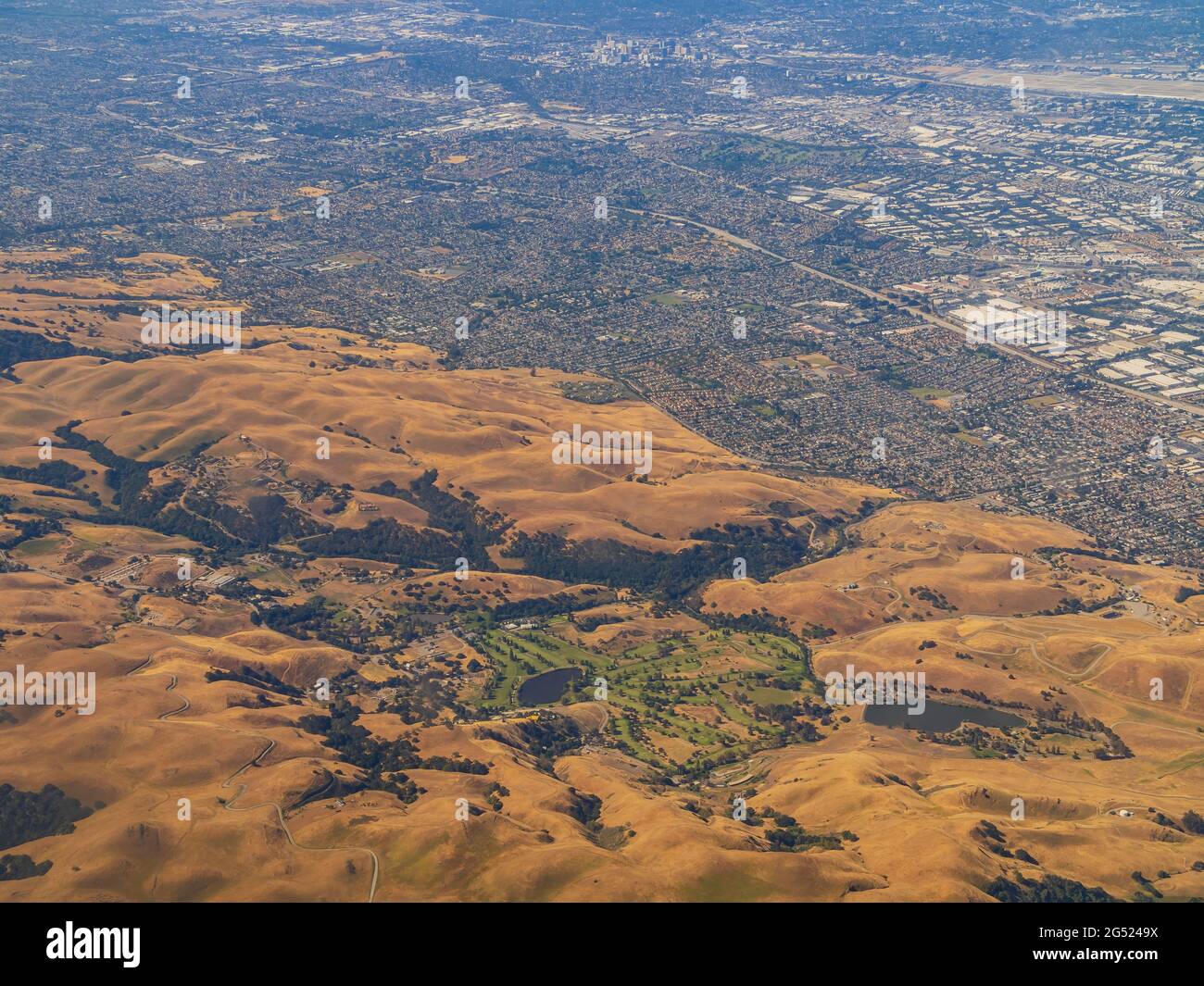 Aerial view of the San Jose area and Ed R. Levin County Park at ...
