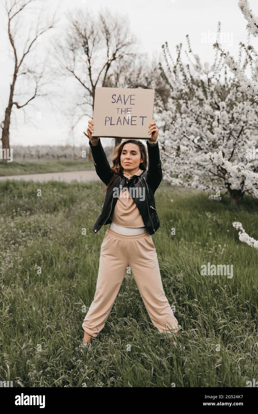 Ecology sign of protest for green future of planet. Fight climate ...