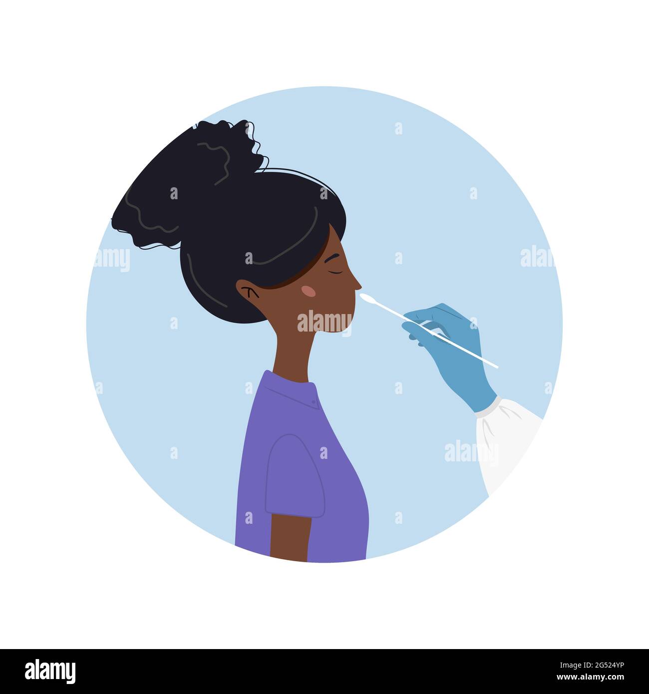 African woman does PCR test. Nasal swab laboratory analysis. Covid-19 ...