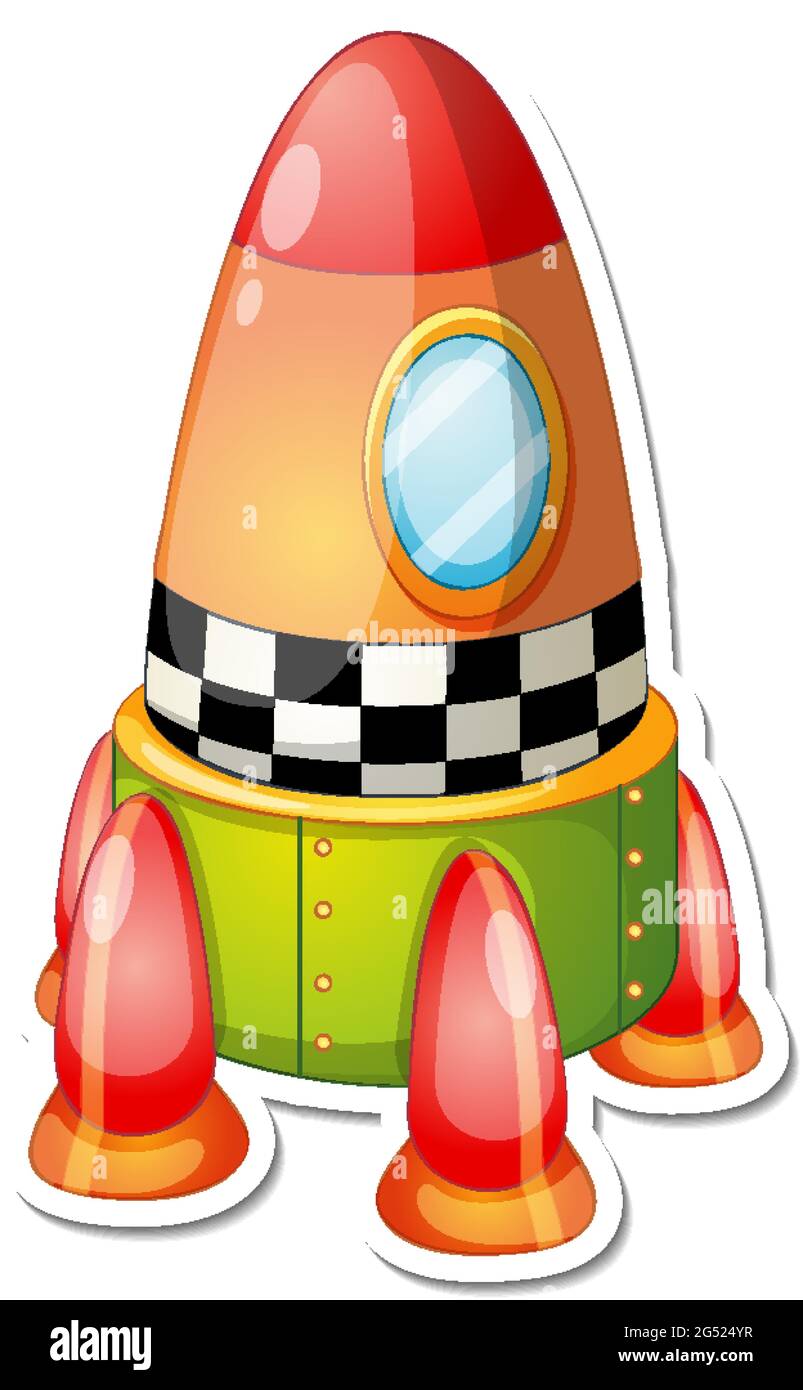 A sticker template with Rocket Space Cartoon isolated illustration ...