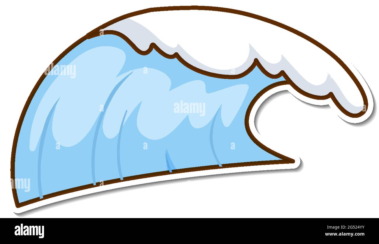 Sticker design with beach water wave isolated illustration Stock Vector ...