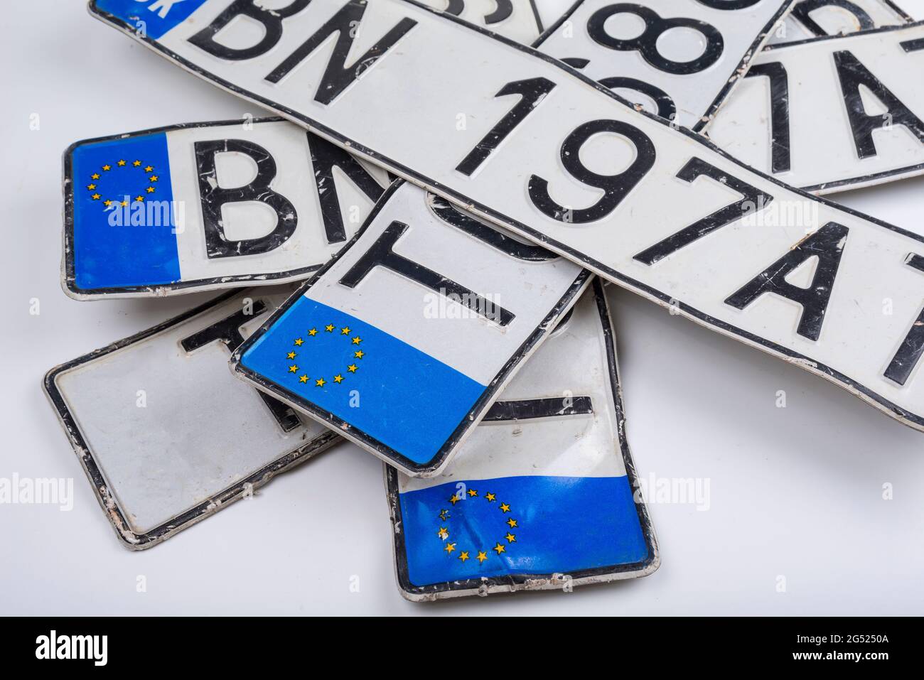 Old used EU car registration number Stock Photo - Alamy