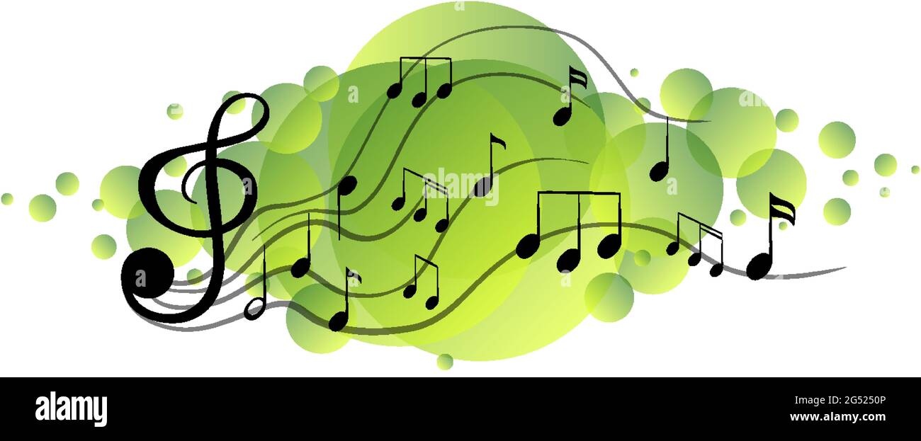 Musical melody symbols on green splotch illustration Stock Vector Image ...
