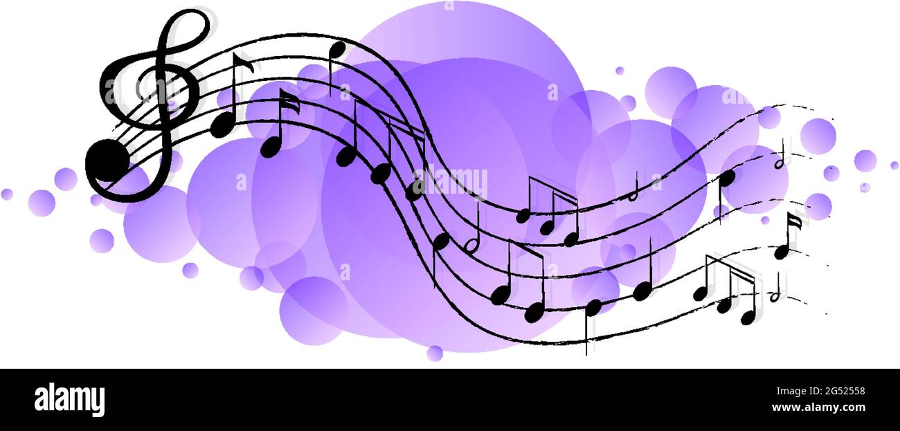 Musical melody symbols on purple splotch illustration Stock Vector ...