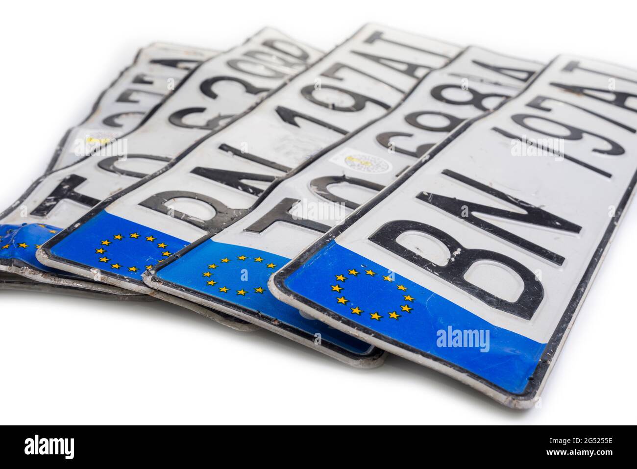 Old used EU car registration number Stock Photo - Alamy