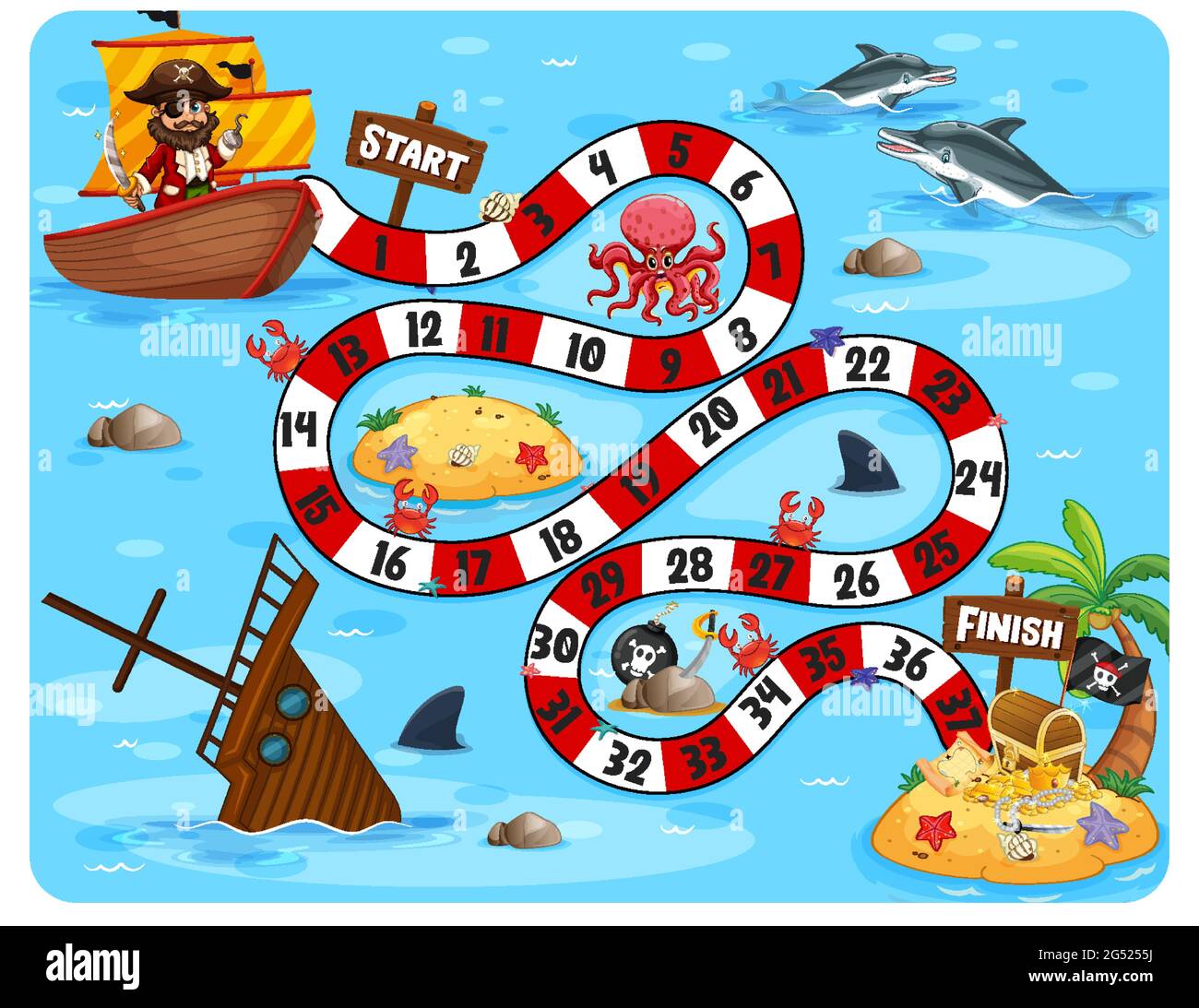 Path board game pirate theme illustration Stock Vector Image & Art - Alamy