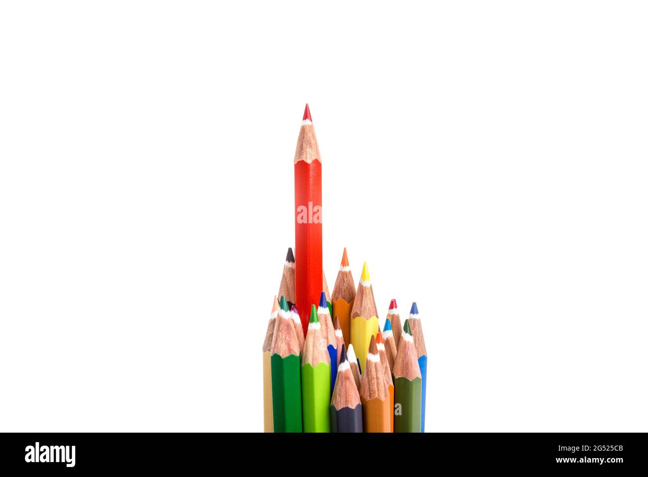 Stack of colored pencils. Team leader concept Stock Photo - Alamy