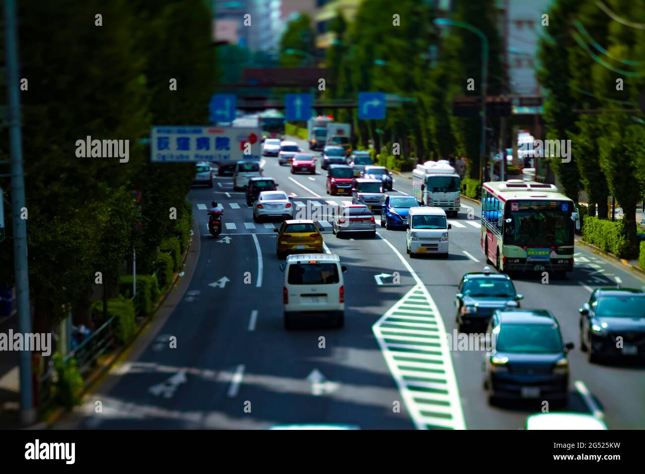 A downtown street at Oume avenue in Tokyo daytime tiltshift Stock Photo ...