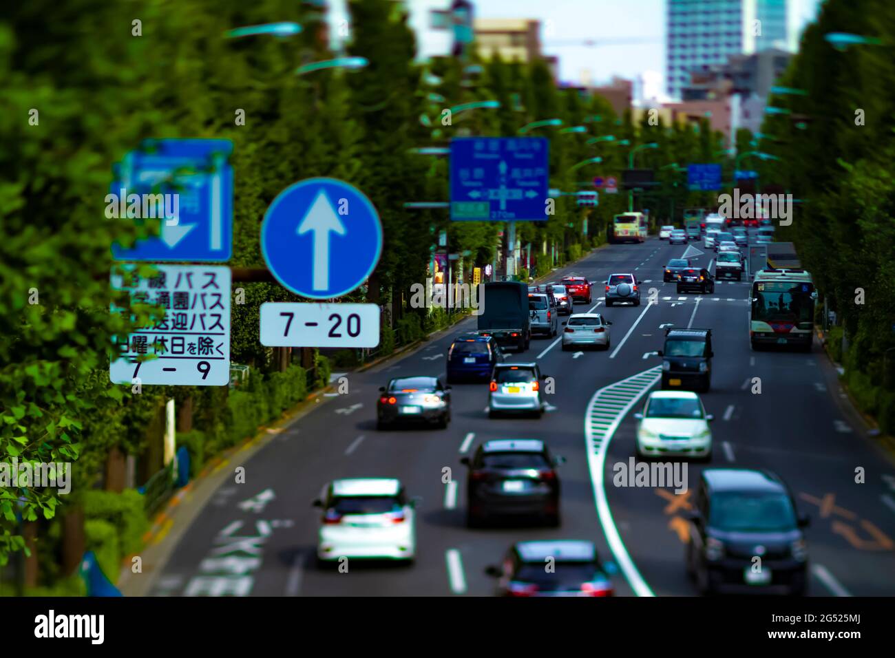 A downtown street at Oume avenue in Tokyo daytime tiltshift Stock Photo ...
