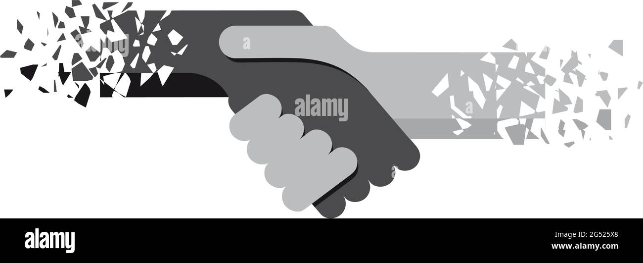 Vector logo handshake, no apartheid. Flat design in broken sketch style ...