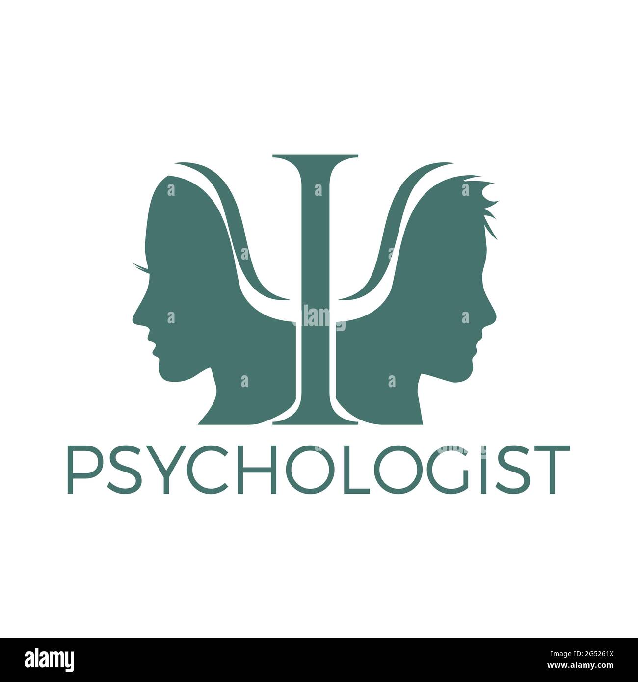 Vector logo psychologist with symbol and two human heads Stock Vector ...