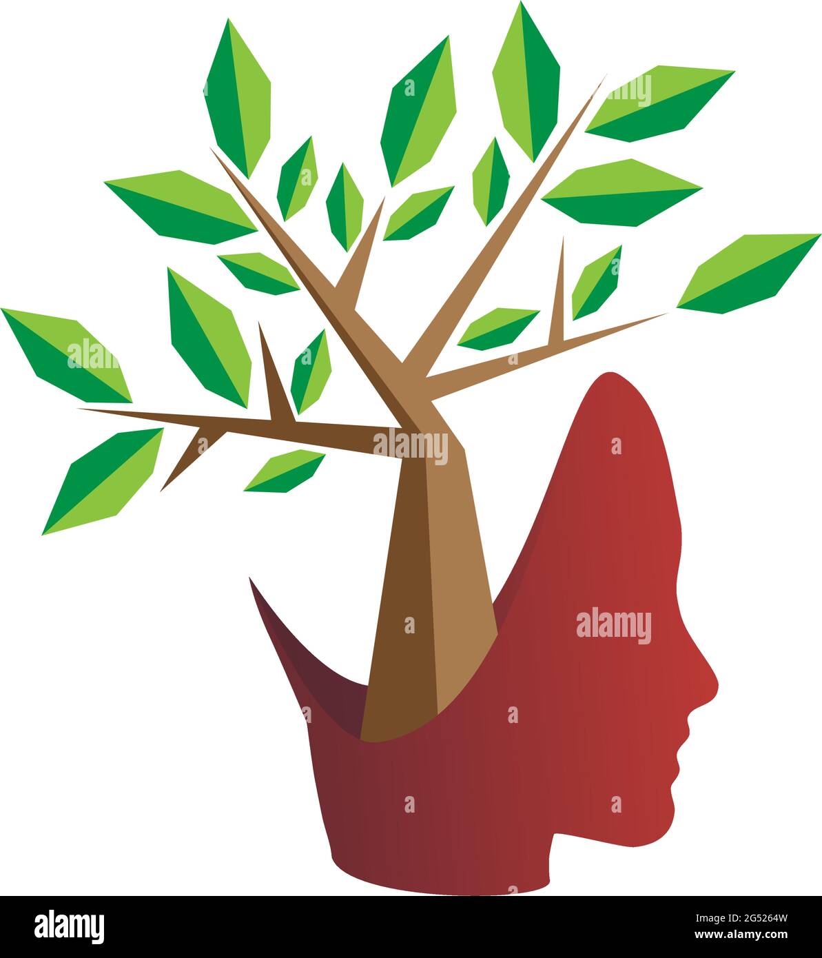 Vector logo tree in human head. Concept of person ecological, think ...
