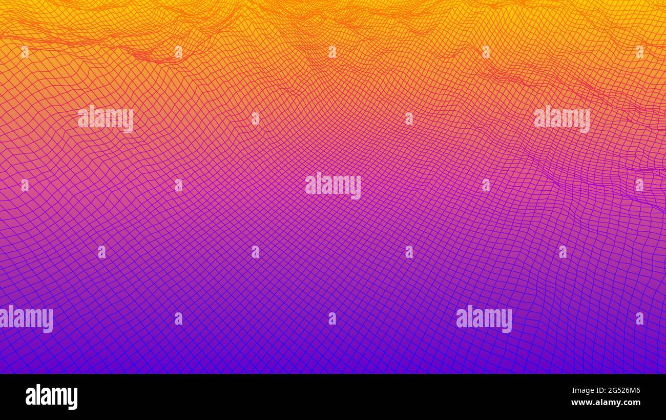 Digital landscape with mountains or clouds made of line grid Stock ...