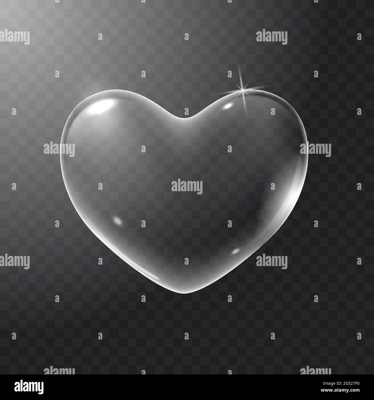 Realistic transparent white vector soap bubble shaped as heart ...