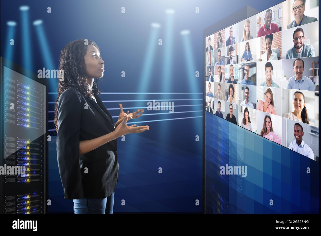 Online Live Conference Event With Virtual Audience Stock Photo - Alamy